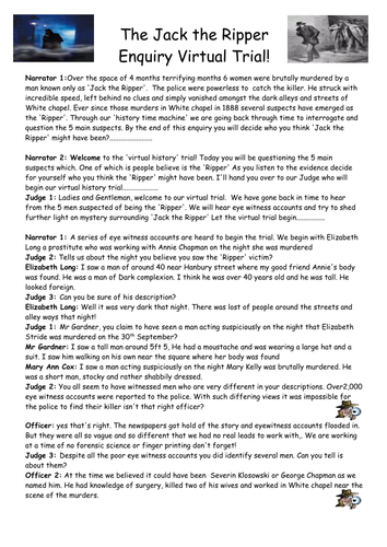 Trial of Jack the Ripper suspects | Teaching Resources