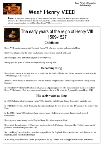 Introduction to Henry VIII lesson resources | Teaching Resources