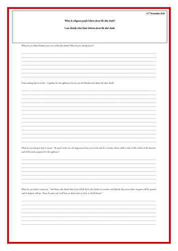 Year 5 I can compare and contrast the beliefs of Islam and Christianity ...