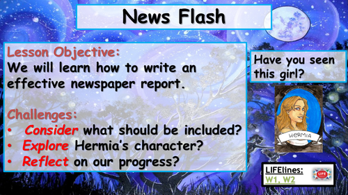 A Midsummer Night's Dream - News Report - Hermia Missing | Teaching ...