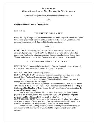 French Monarchy, Absolutism, and Divine Right of Kings - Primary Source ...