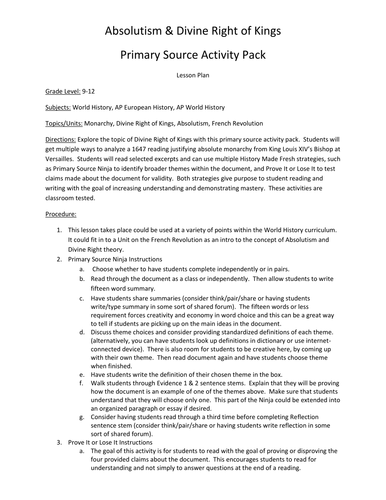 French Monarchy, Absolutism, and Divine Right of Kings - Primary Source ...