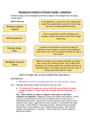 GCSE AQA 9-1: Climate Change - Management of climate change through ...