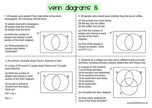 Probability with Venn Diagrams Resources | Tes Probability with Venn Diagrams Resources | Tes