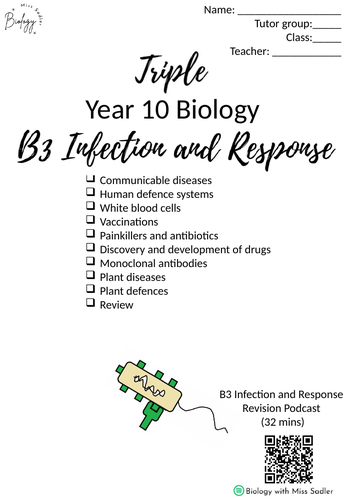 AQA Triple GCSE Biology B3 Infection and response (10 lessons ...