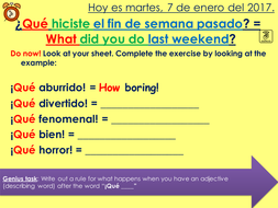 KS3/4 Spanish - Preterite past tense - ¿Qué hiciste el fin de semana ...