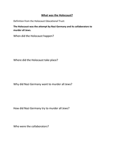 What was the Holocaust? Introduction lesson. | Teaching Resources