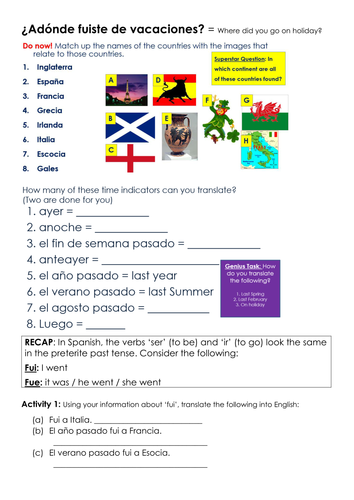KS3/4 Spanish - Preterite past tense - ¿Adónde fuiste? / Where did you ...