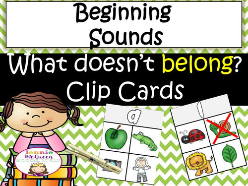 Beginning Sounds: What doesn't belong? Clip Cards | Teaching Resources