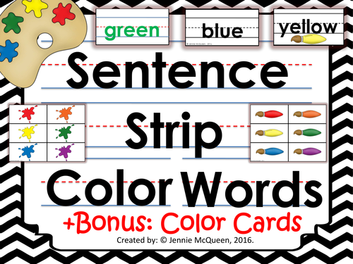 Sentence Strip Color Word Cards (With BONUS Color Flashcards ...