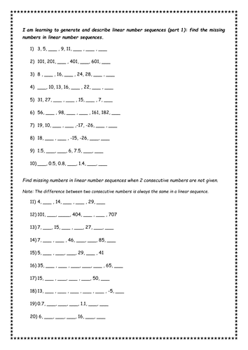 Linear Sequence Worksheet Teaching Resources - vrogue.co Linear Sequence Worksheet Teaching Resources - vrogue.co