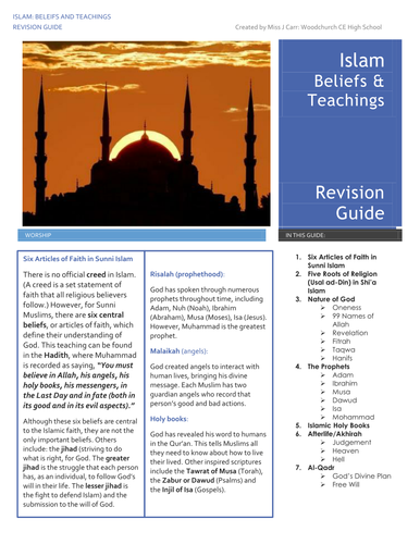 WJEC Eduqas Revision Guide for Islam: Beliefs and Teachings | Teaching ...