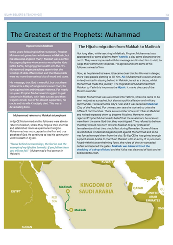 WJEC Eduqas Information Pages Revision Sheets for Islam: The Prophets ...
