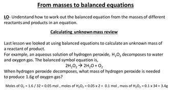 From masses and moles to balanced equations (for new GCSE Chemistry ...