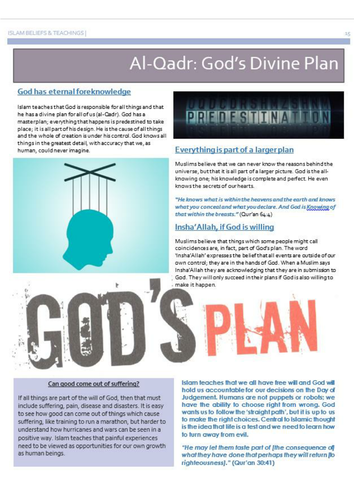 WJEC Eduqas Information Pages Revision Sheets for Islam: Holy Books and ...