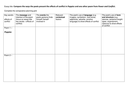 Power and Conflict comparative essay writing resources - NEW AQA GCSE Lit spec | Teaching Resources