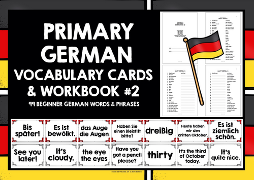GERMAN VOCABULARY CARDS & WORKBOOK #2 | Teaching Resources