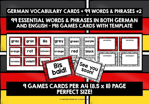 GERMAN VOCABULARY CARDS & WORKBOOK #2 | Teaching Resources