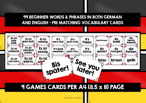 GERMAN VOCABULARY CARDS & WORKBOOK #2 | Teaching Resources