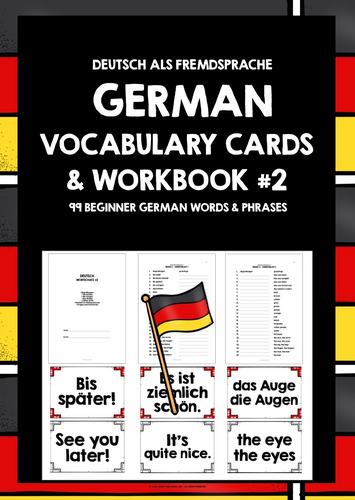 GERMAN VOCABULARY CARDS & WORKBOOK #2 | Teaching Resources