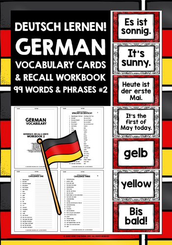 GERMAN VOCABULARY CARDS & WORKBOOK #2 | Teaching Resources