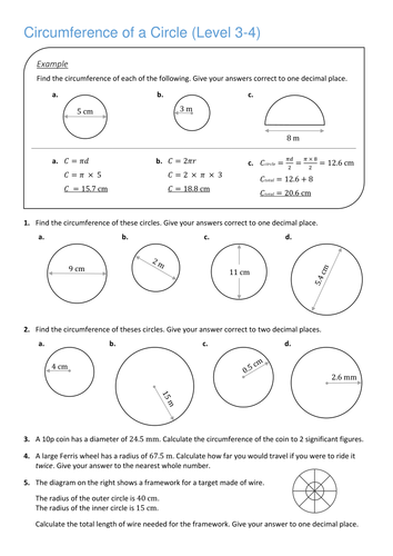 Circumference of a Circle (Level 3-4) | Teaching Resources