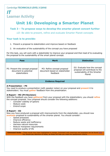 Cambridge Technical Level 3 2016 - IT Student Assignment: Unit 16 ...