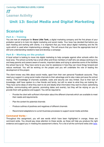 Cambridge Technical Level 3 2016 - IT Student Assignment Unit 13 ...