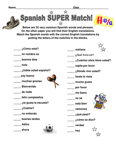 Spanish SUPER Match PLUS Spanish Word Search Puzzle | Teaching Resources