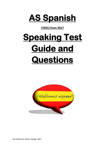 New AS Spanish Speaking Test Guide and Questions | Teaching Resources