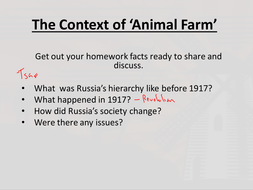 KS3 Pre-Reading of 'Animal Farm' context lesson | Teaching Resources