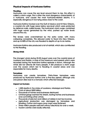 Impact of tropical cyclones/hurricanes - Katrina case study | Teaching ...