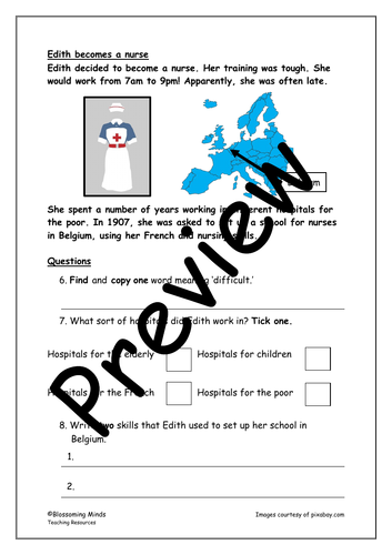 Edith Cavell SATs style comprehension - Year 2 - Women's History Month ...