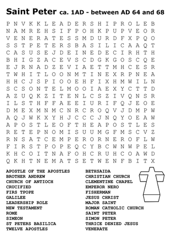 Saint Peter Word Search | Teaching Resources