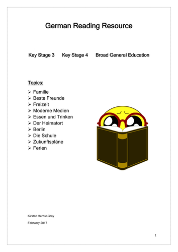 German Reading for KS3 and Broad General Education | Teaching Resources