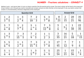 Calculating with fractions and mixed number - Connect 4 game | Teaching ...