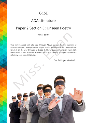 AQA English Literature Unseen Poetry Booklet | Teaching Resources