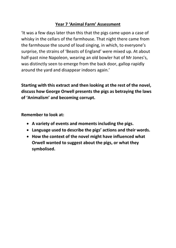 'Animal Farm' KS3 Assessment and guide on how to succeed | Teaching ...