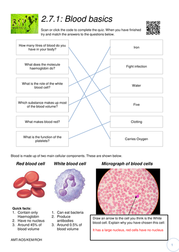 AQA GCSE Biology: Trilogy. Lesson 20 Blood | Teaching Resources
