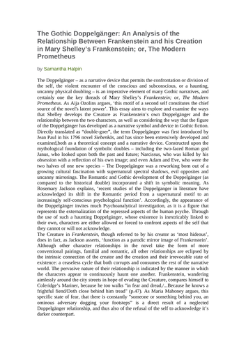 30 hours of lessons - Frankenstein by Mary Shelley - A-Level A-grade or ...