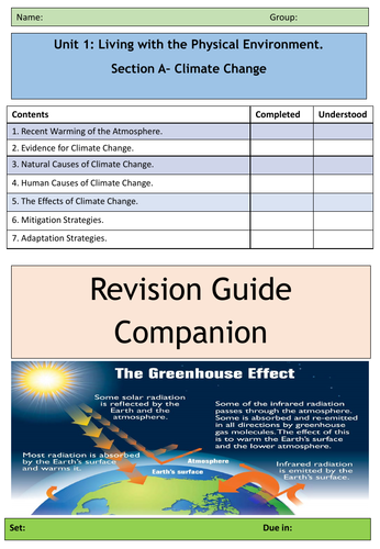 AQA 9-1 Climate Change Revision Guide Companion Home Learning Booklet ...