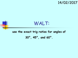 Using exact trig values for 30 45 60 | Teaching Resources