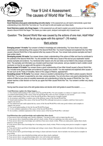 Causes of World War Two Assessment | Teaching Resources