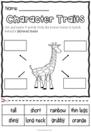 Giraffes Can't Dance - Character Traits Pack | Teaching Resources