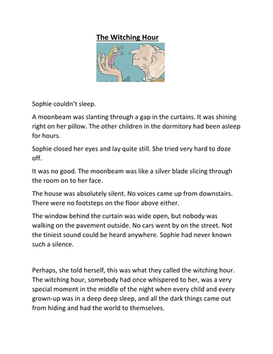 Comprehension Year 4- The BFG (1) | Teaching Resources