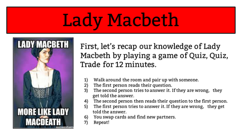 Lady Macbeth Revision Lesson - OFSTED OUTSTANDING | Teaching Resources