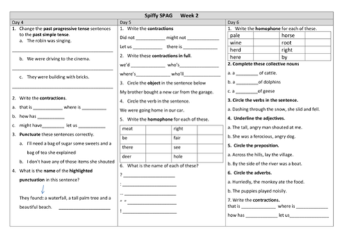 KS2 SPAG weekly practice (6 weeks provided) | Teaching Resources