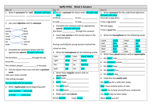 KS2 SPAG weekly practice (6 weeks provided) | Teaching Resources