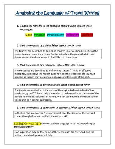 Travel Writing: Constructing Imaginative Language | Teaching Resources