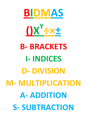 BIDMAS POSTER. | Teaching Resources